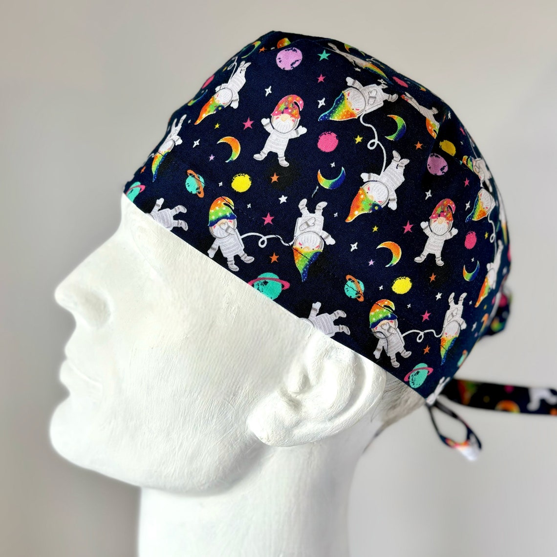 RAINBOW SPACE GNOMES Surgical Style Tie Back Scrub Cap, Du Rag, Welding ...