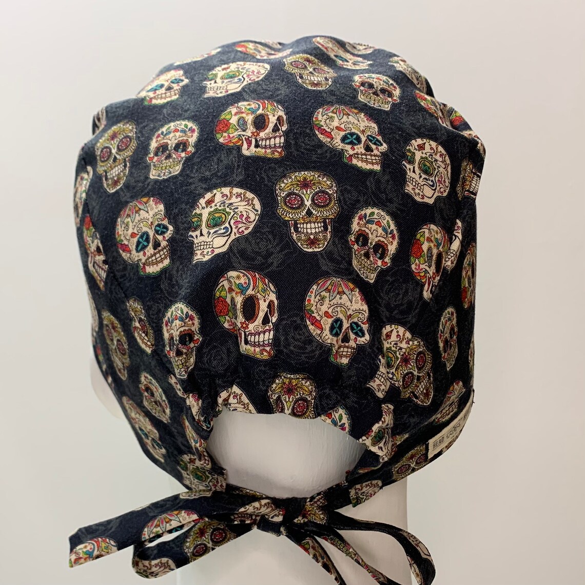 PAINTED SKULLS Surgical Style Tie Back Scrub Cap Du Rag Welding Cap ...