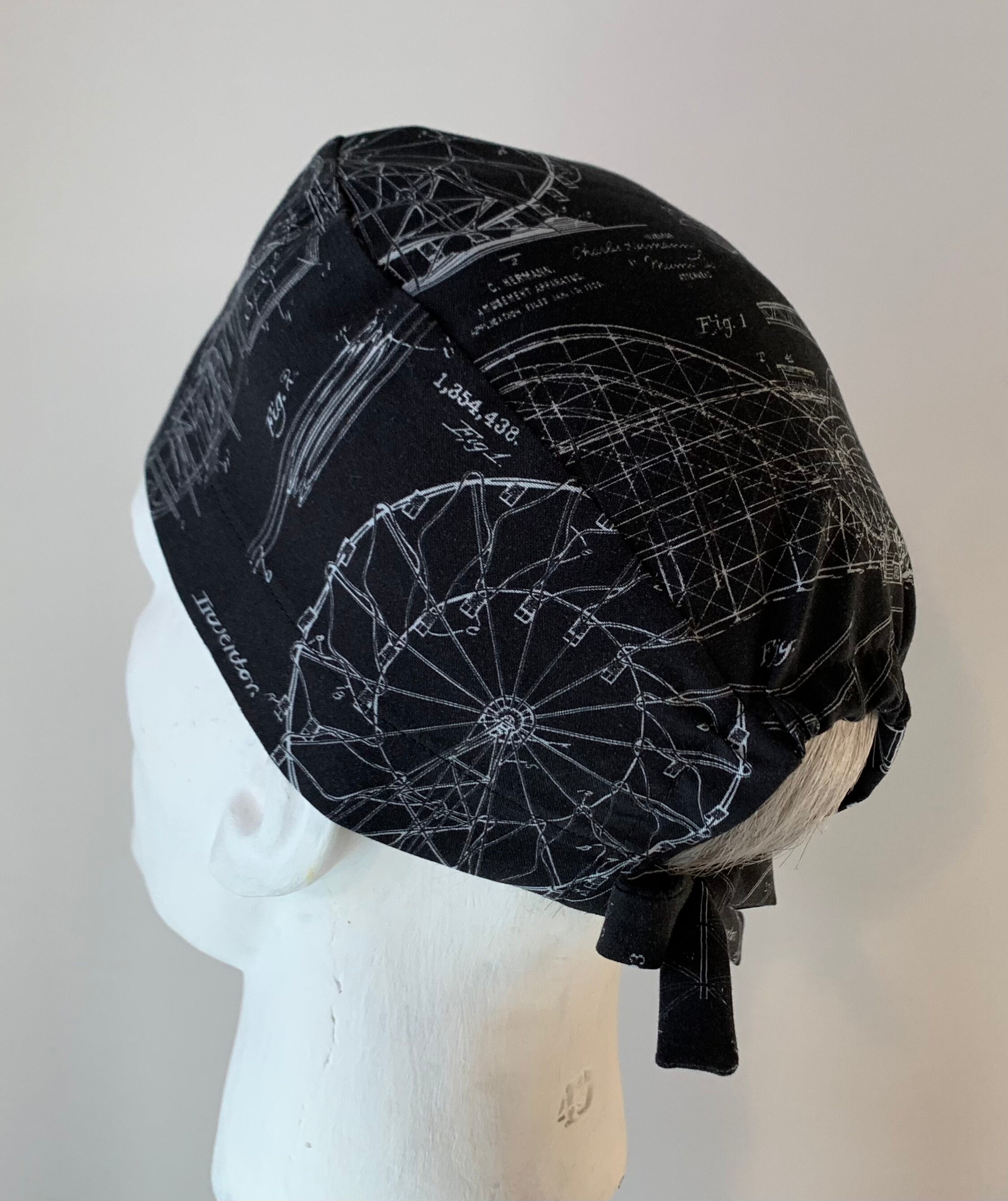 ROLLERCOASTER BLUEPRINTS Surgical Tie Back Scrub Cap, Du Rag, Welding ...