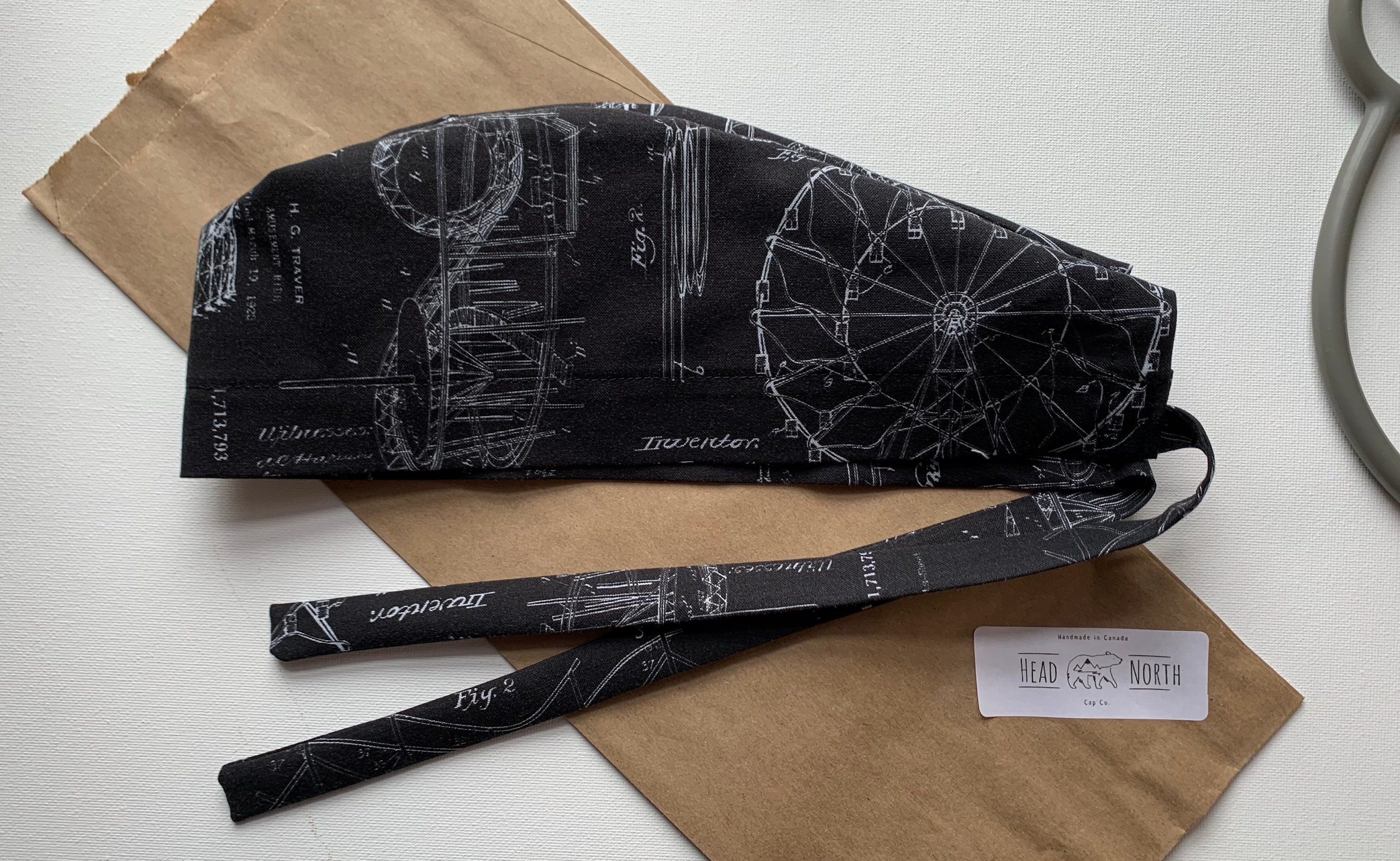 ROLLERCOASTER BLUEPRINTS Surgical Tie Back Scrub Cap, Du Rag, Welding ...