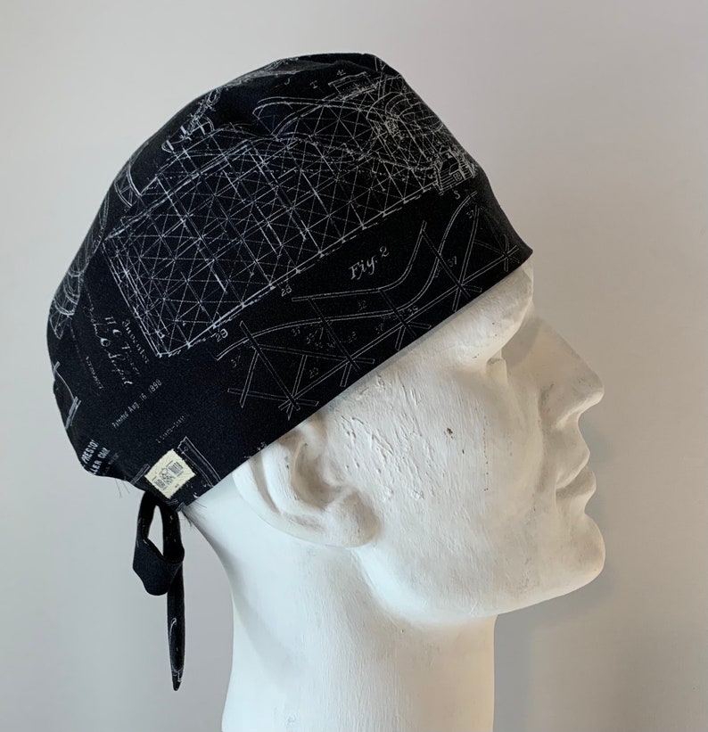 ROLLERCOASTER BLUEPRINTS Surgical Tie Back Scrub Cap, Du Rag, Welding ...