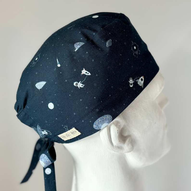 ALIEN ABDUCTION Surgical Style Tie Back Scrub Cap, Du Rag, Welding Cap ...