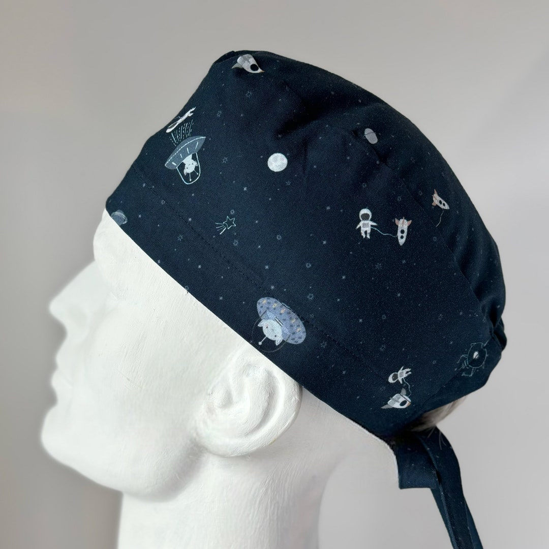 ALIEN ABDUCTION Surgical Style Tie Back Scrub Cap, Du Rag, Welding Cap ...