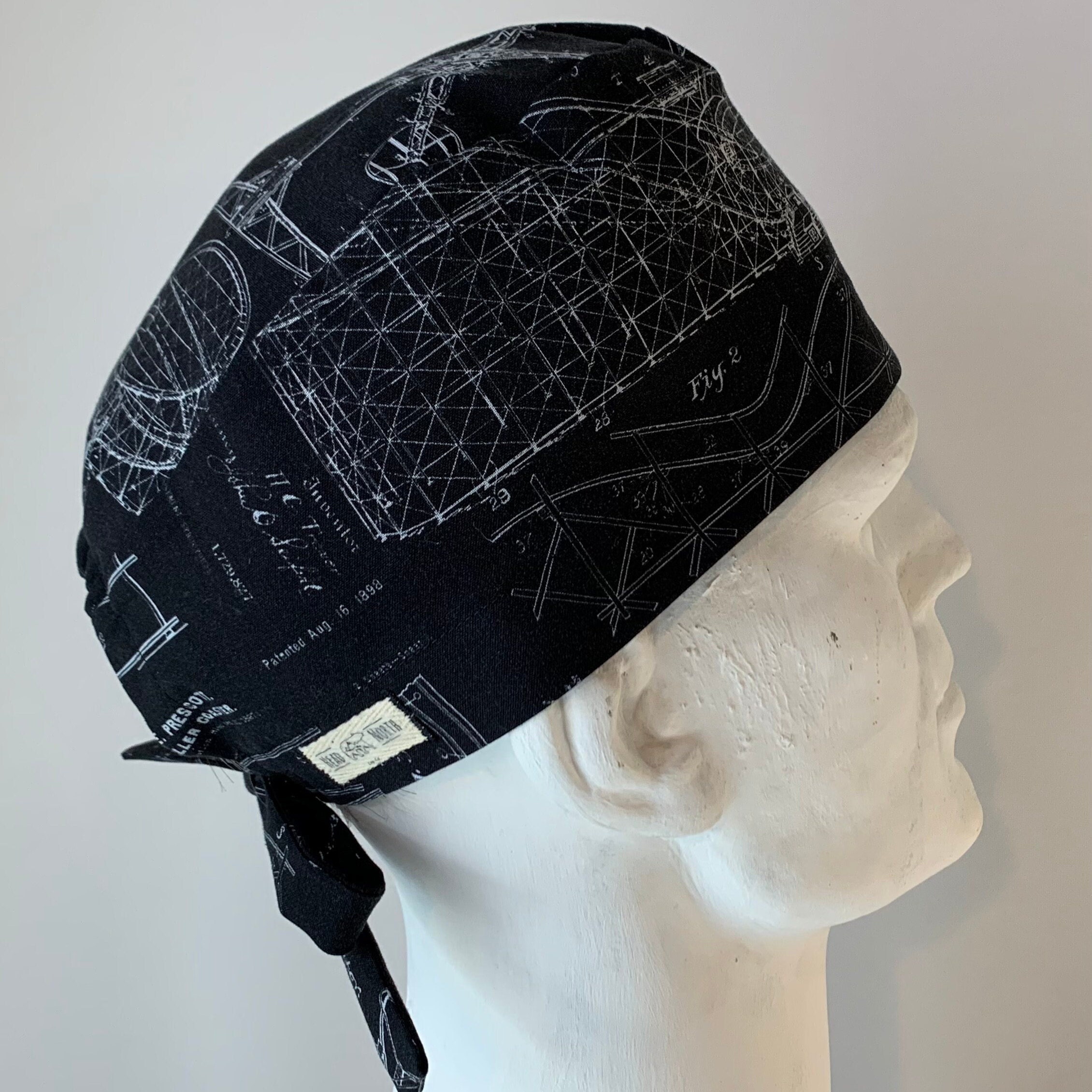 ROLLERCOASTER BLUEPRINTS Surgical Tie Back Scrub Cap, Du Rag, Welding ...