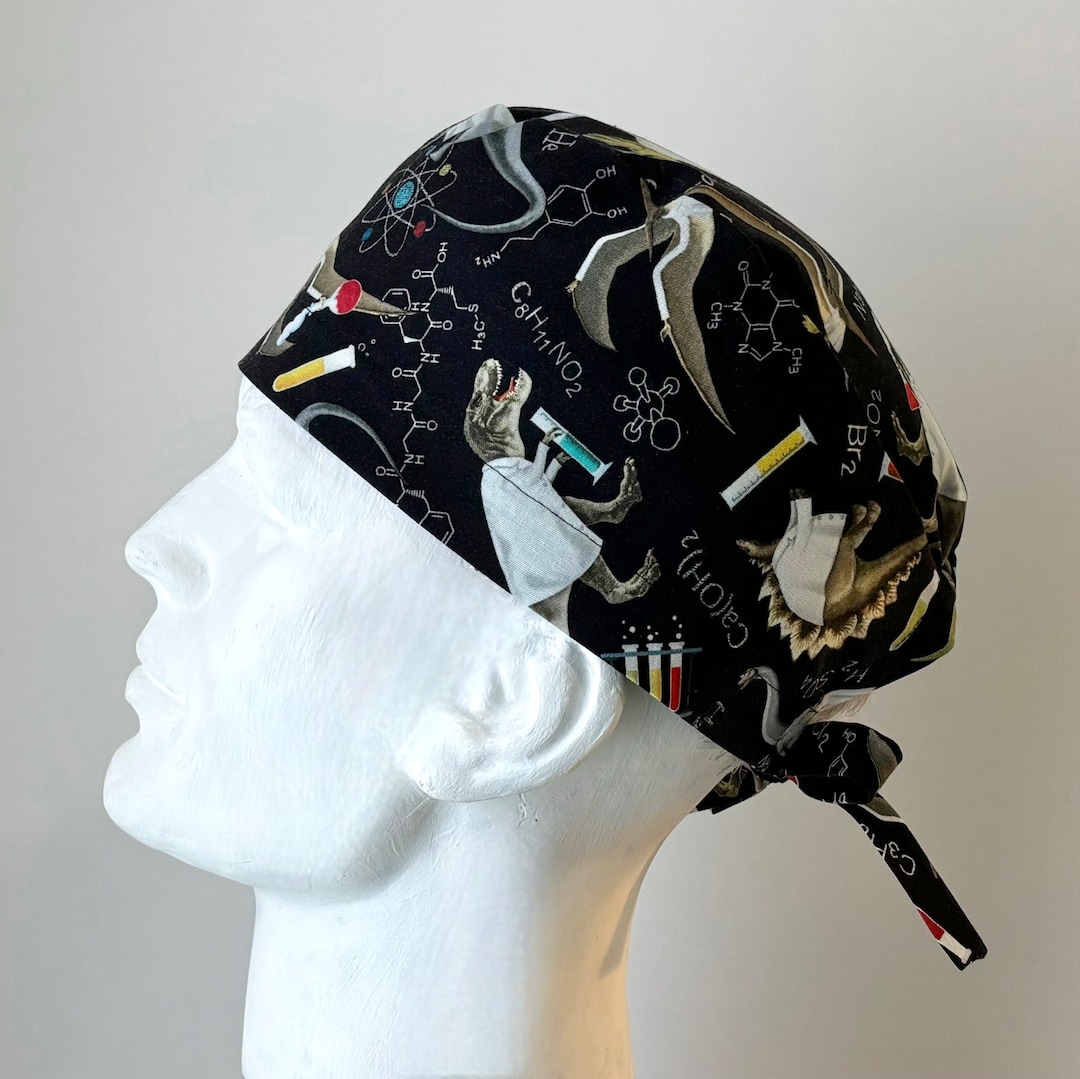 DINOSAUR SCIENTISTS Surgical Style Tie Back Scrub Cap, Du Rag, Welding ...