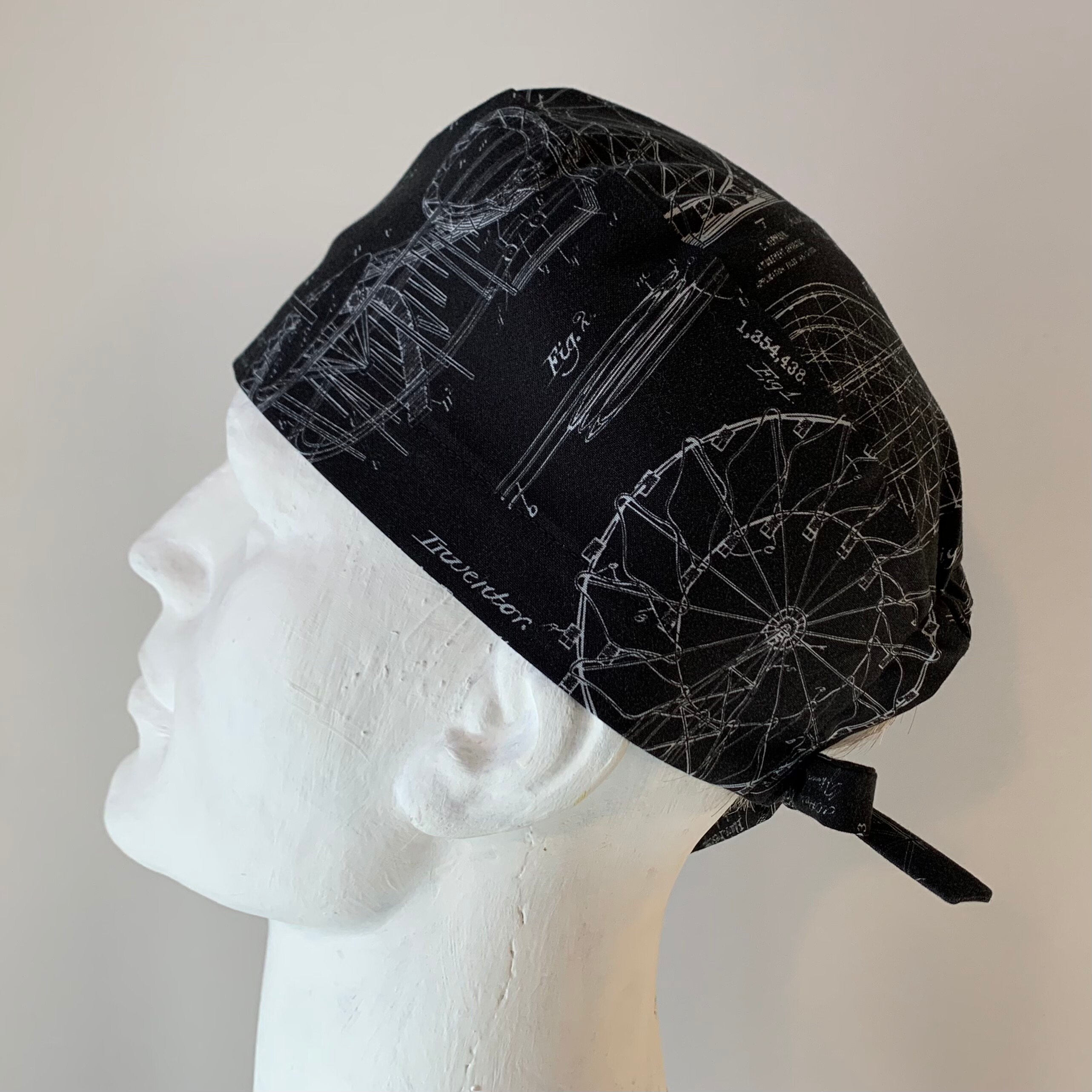 ROLLERCOASTER BLUEPRINTS Surgical Tie Back Scrub Cap, Du Rag, Welding ...