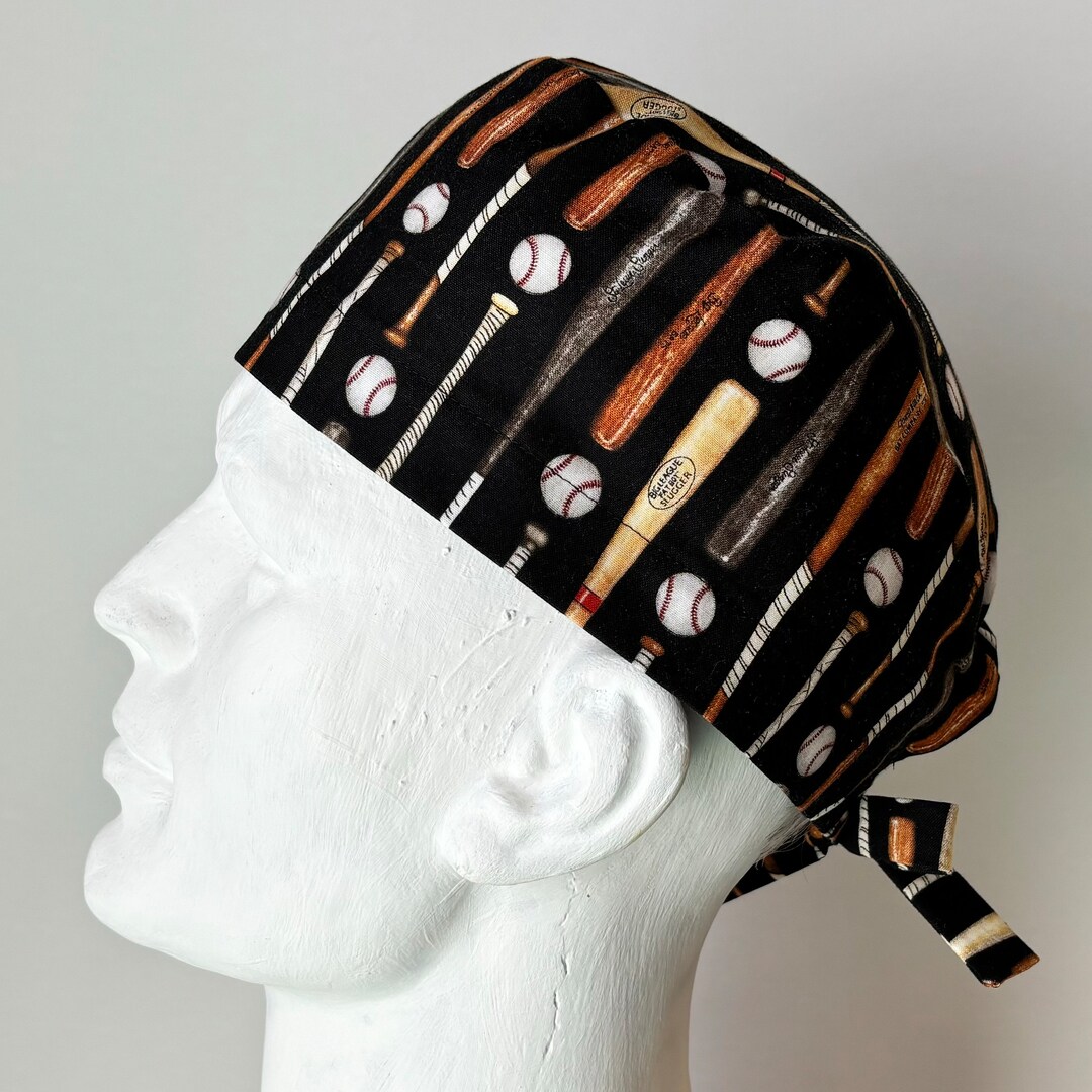 VINTAGE BASEBALL Surgical Style Tie Back Scrub Cap, Du Rag, Welding ...