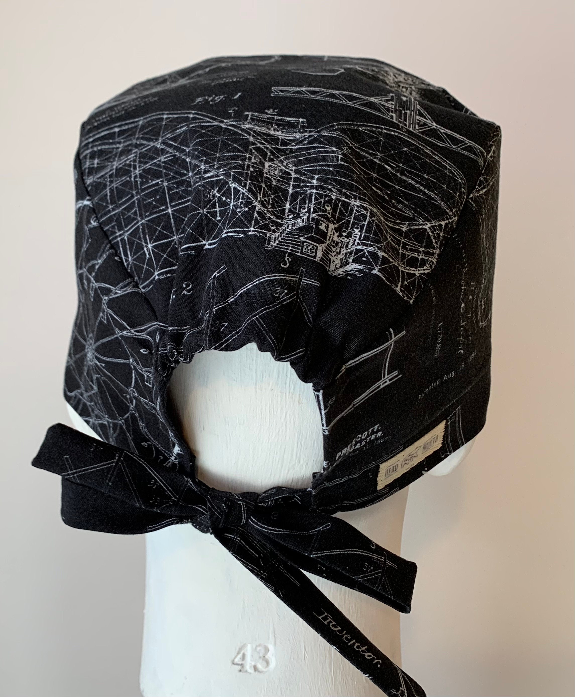 ROLLERCOASTER BLUEPRINTS Surgical Tie Back Scrub Cap, Du Rag, Welding ...