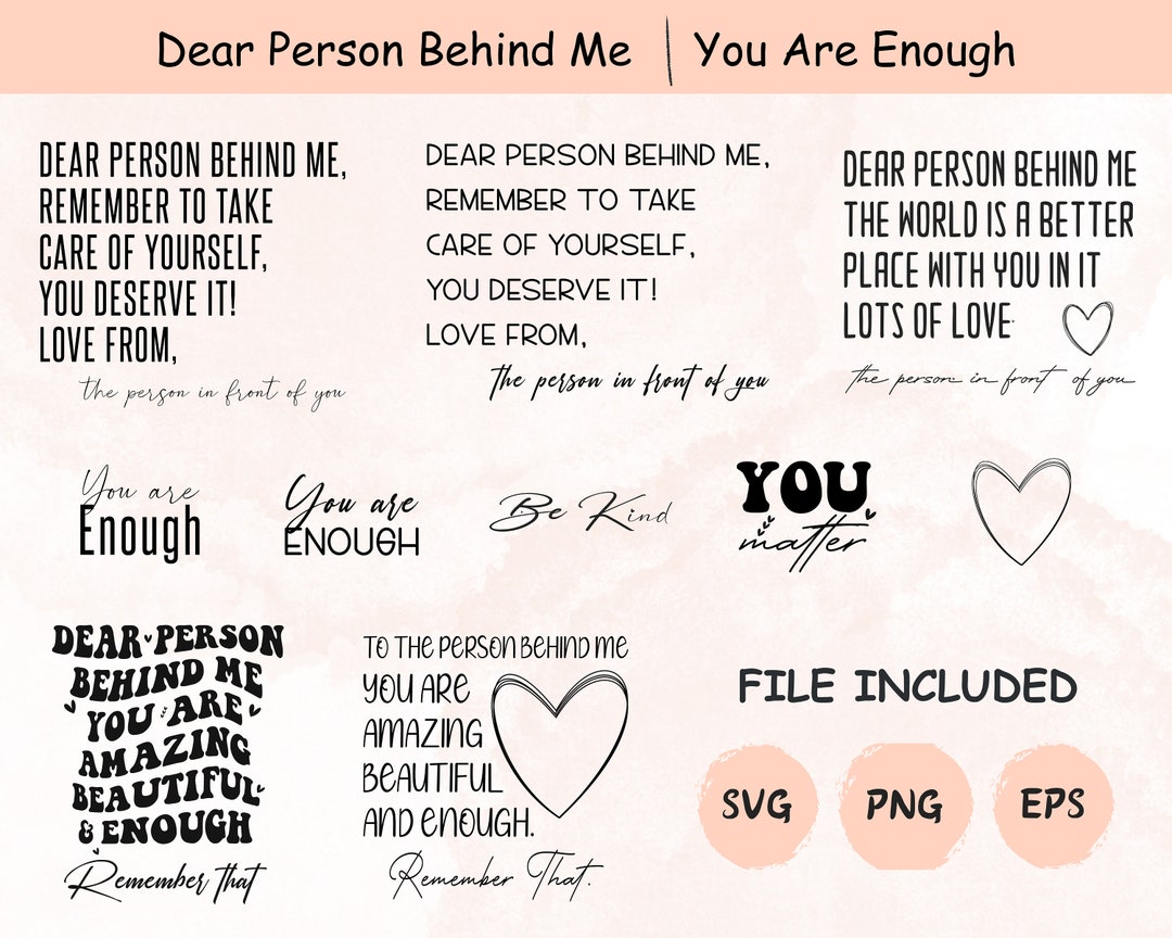 Dear Person Behind Me SVG Bundle, Person Behind Me Svg, to the Person ...