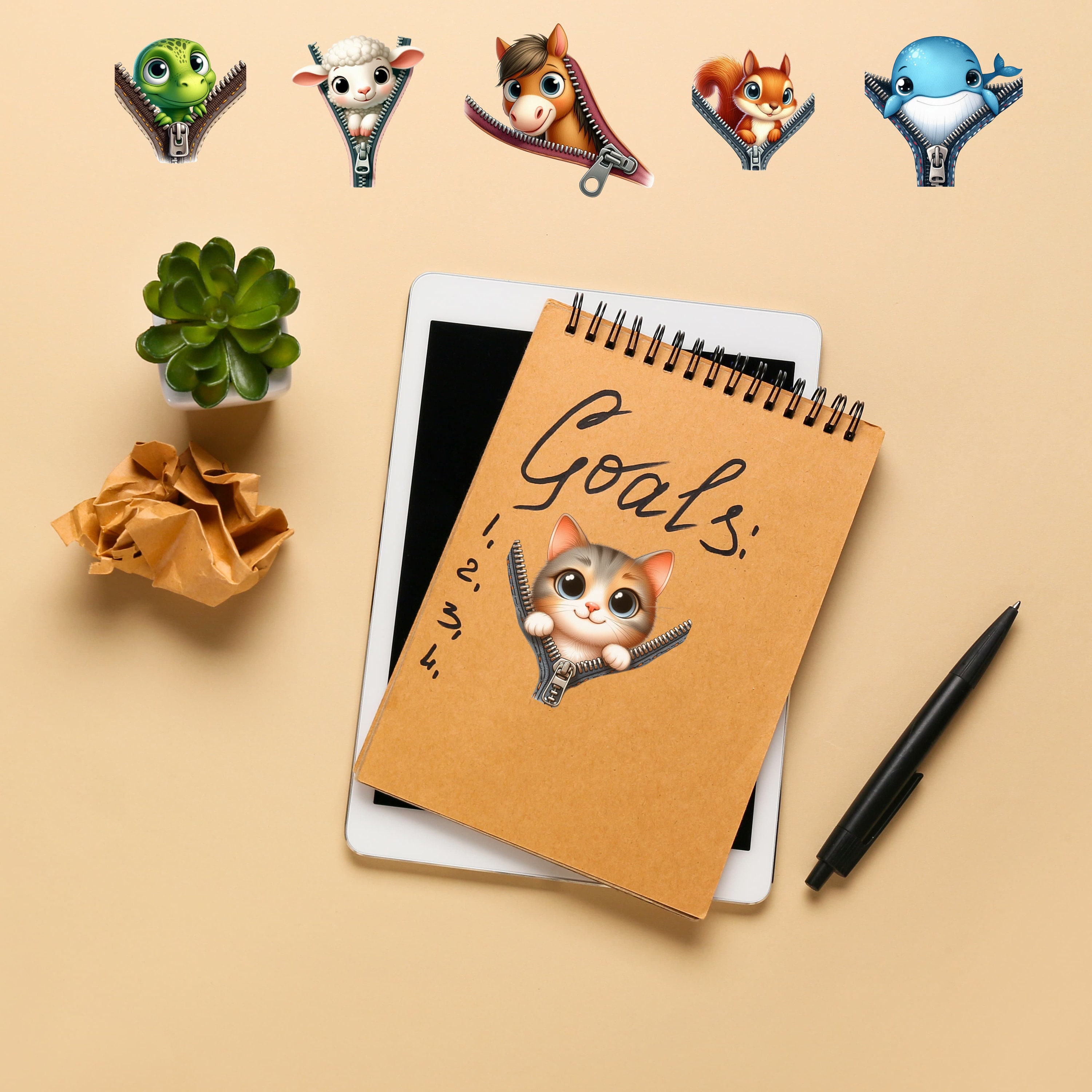 Zipper Animals Clipart, Cute Animal Stickers, Animals Meme Stickers ...