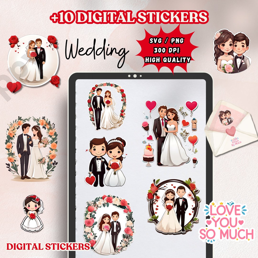 WEDDING PLANNER Digital Stickers for Goodnotes, Wedding Day Stickers ...