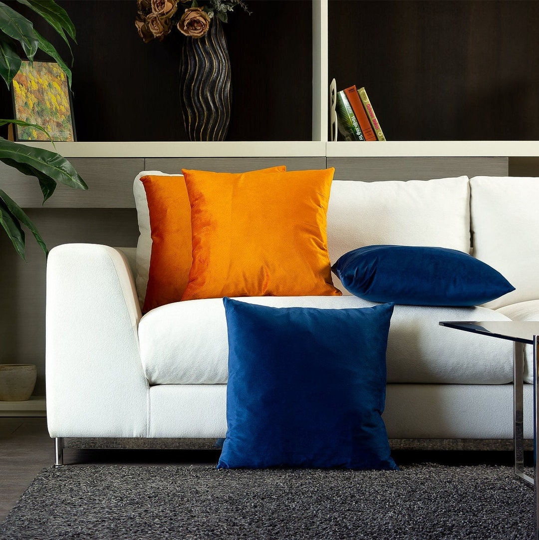 Throw Pillows in Velvet Fabric and Solid Colors as Cozy and - Etsy
