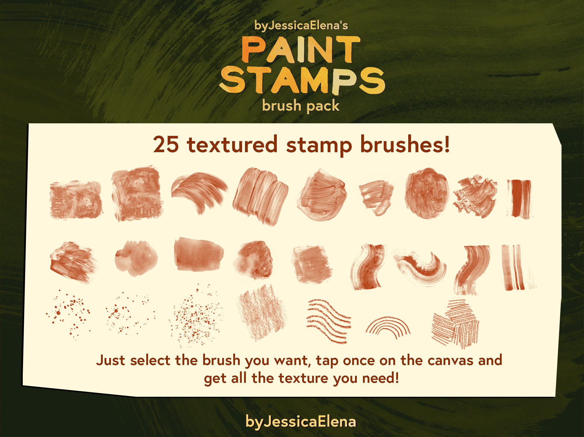 Paint Stamps: Brush Pack for Procreate, Photoshop or Clip Studio Paint ...