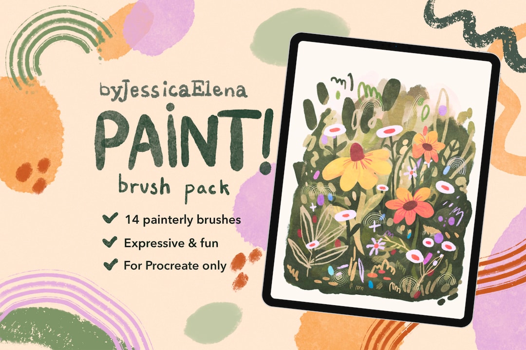 Paint! Procreate Brush Pack, Fun and Expressive Painterly Brushes for Fun and Playful Painting ...