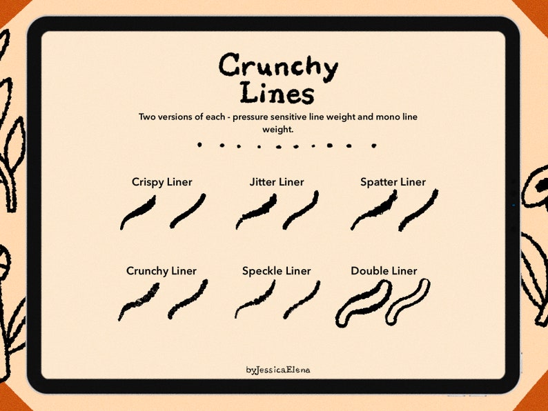 Crunchy Lines Procreate Brush Pack, Textured Inking Brushes for Crispy ...