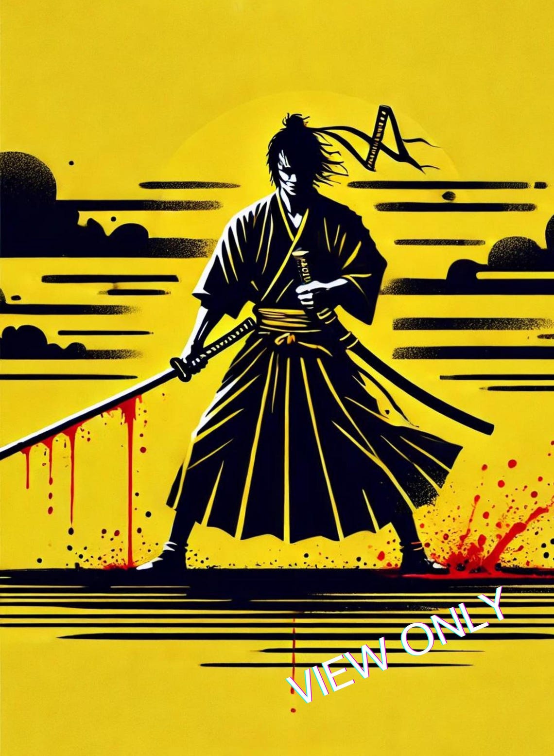 Samurai Digital Art Prints Set of 6 Japanese Warrior Wall Decor ...