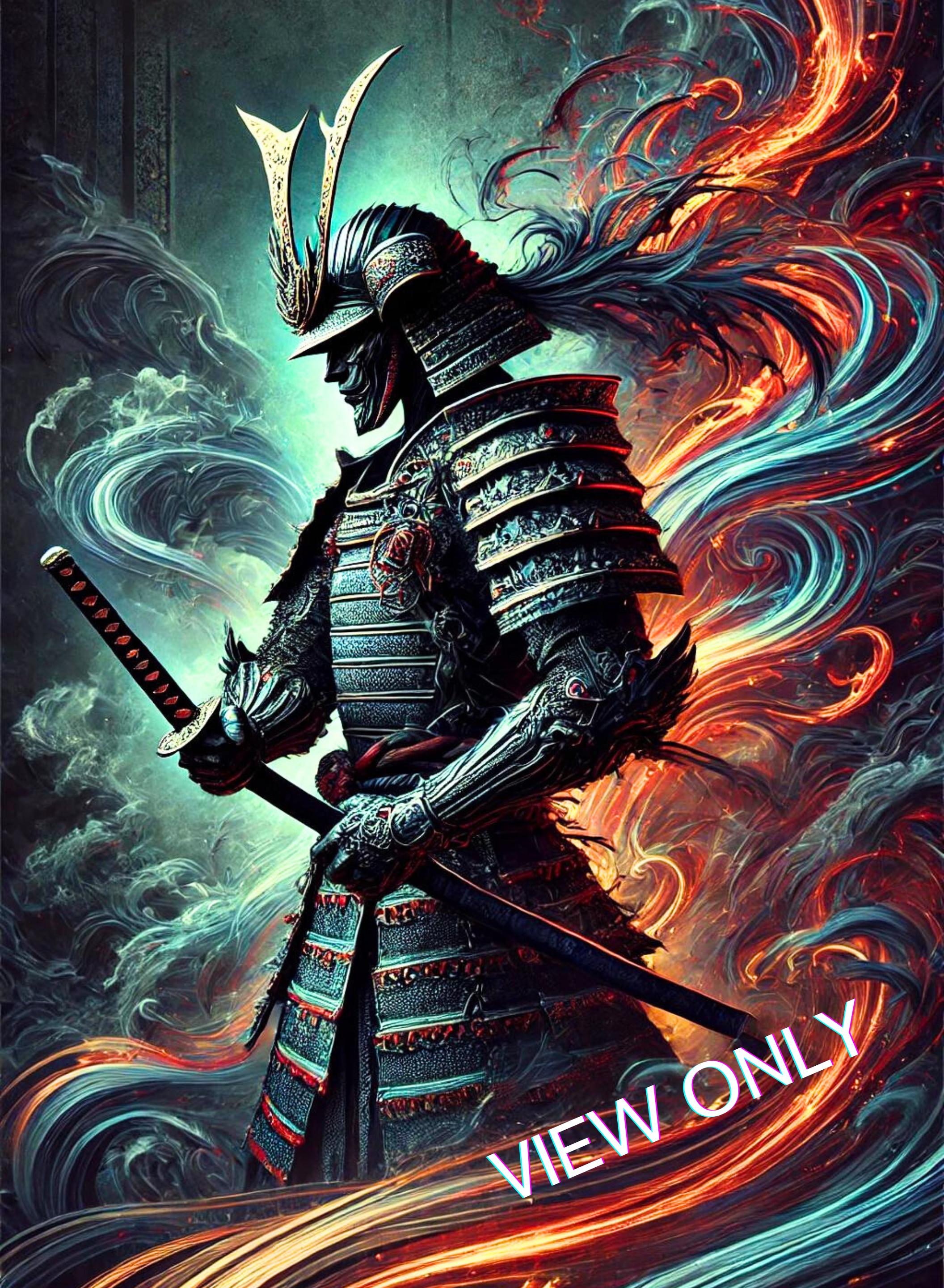 Samurai Digital Art Prints Set of 6 | Japanese Warrior Wall Decor ...