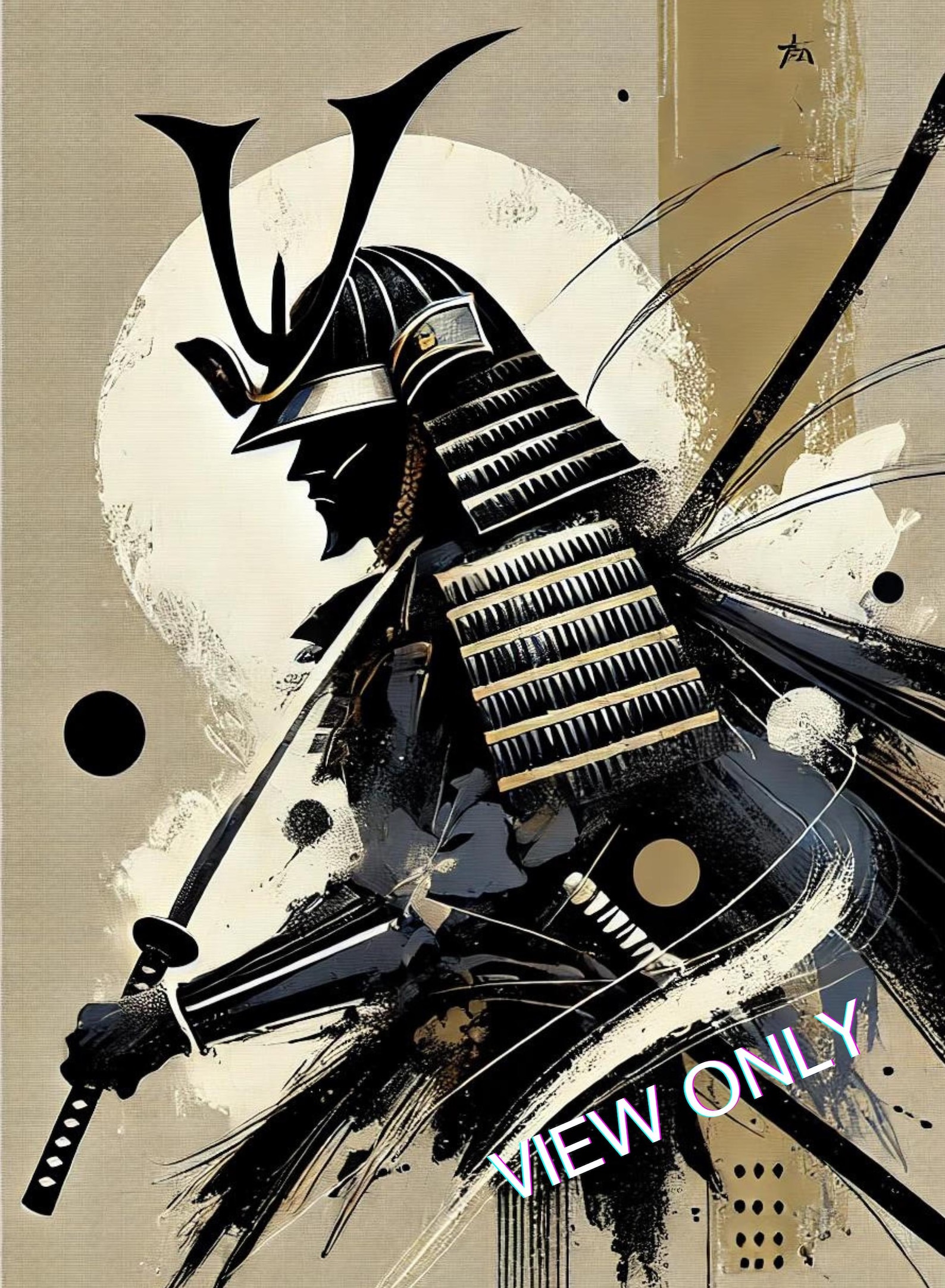 Samurai Digital Art Prints Set of 6 Japanese Warrior Wall Decor ...