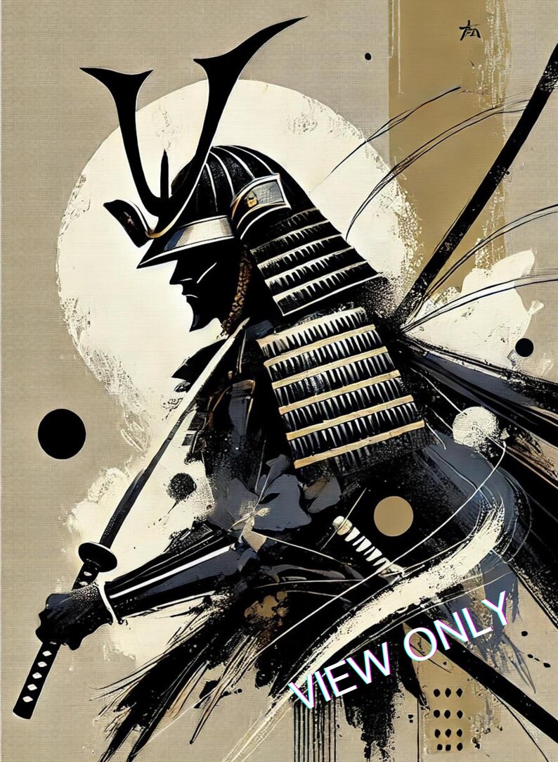 Samurai Digital Art Prints Set of 6 | Japanese Warrior Wall Decor ...