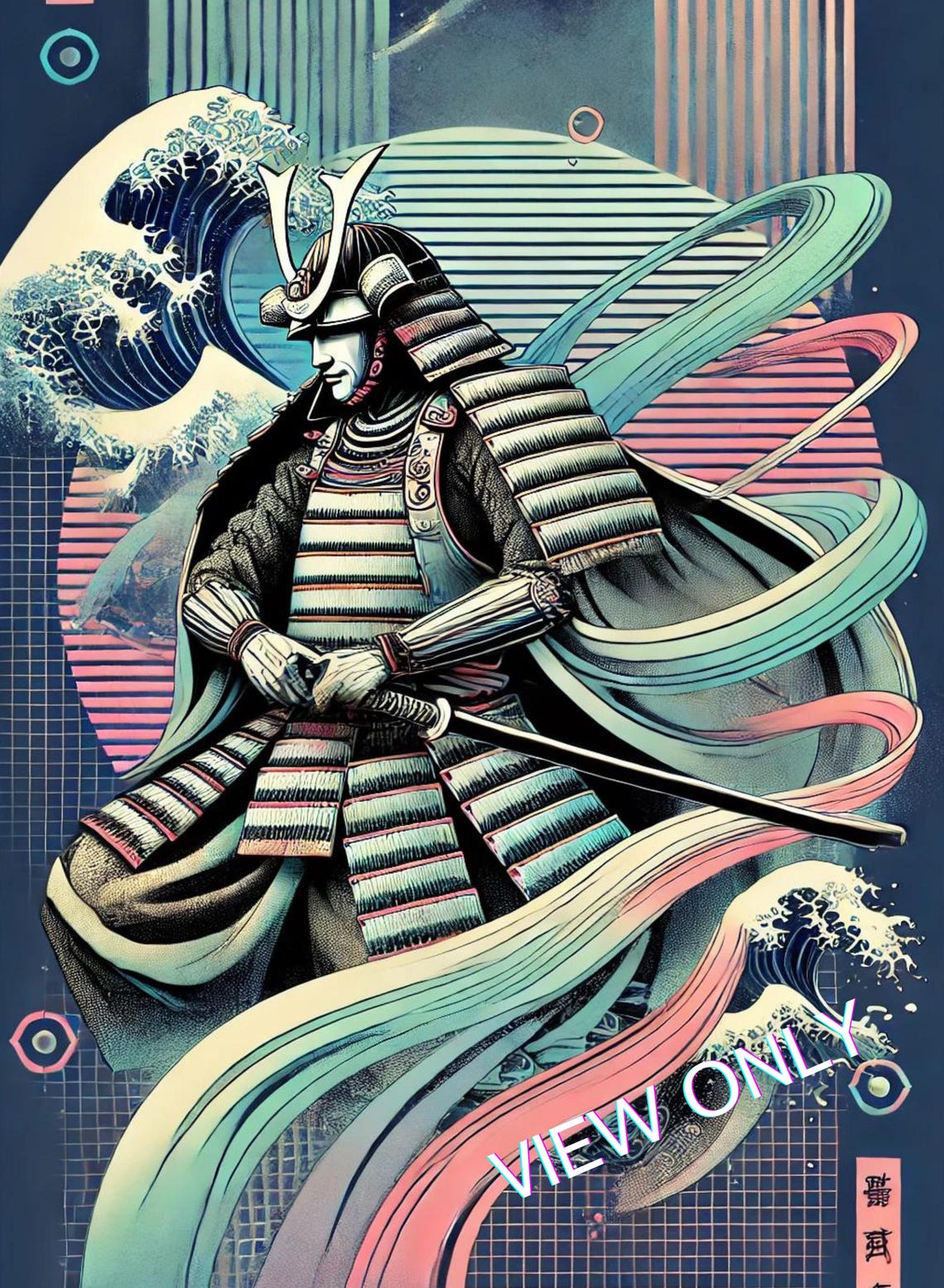 Samurai Digital Art Prints Set of 6 Japanese Warrior Wall Decor ...