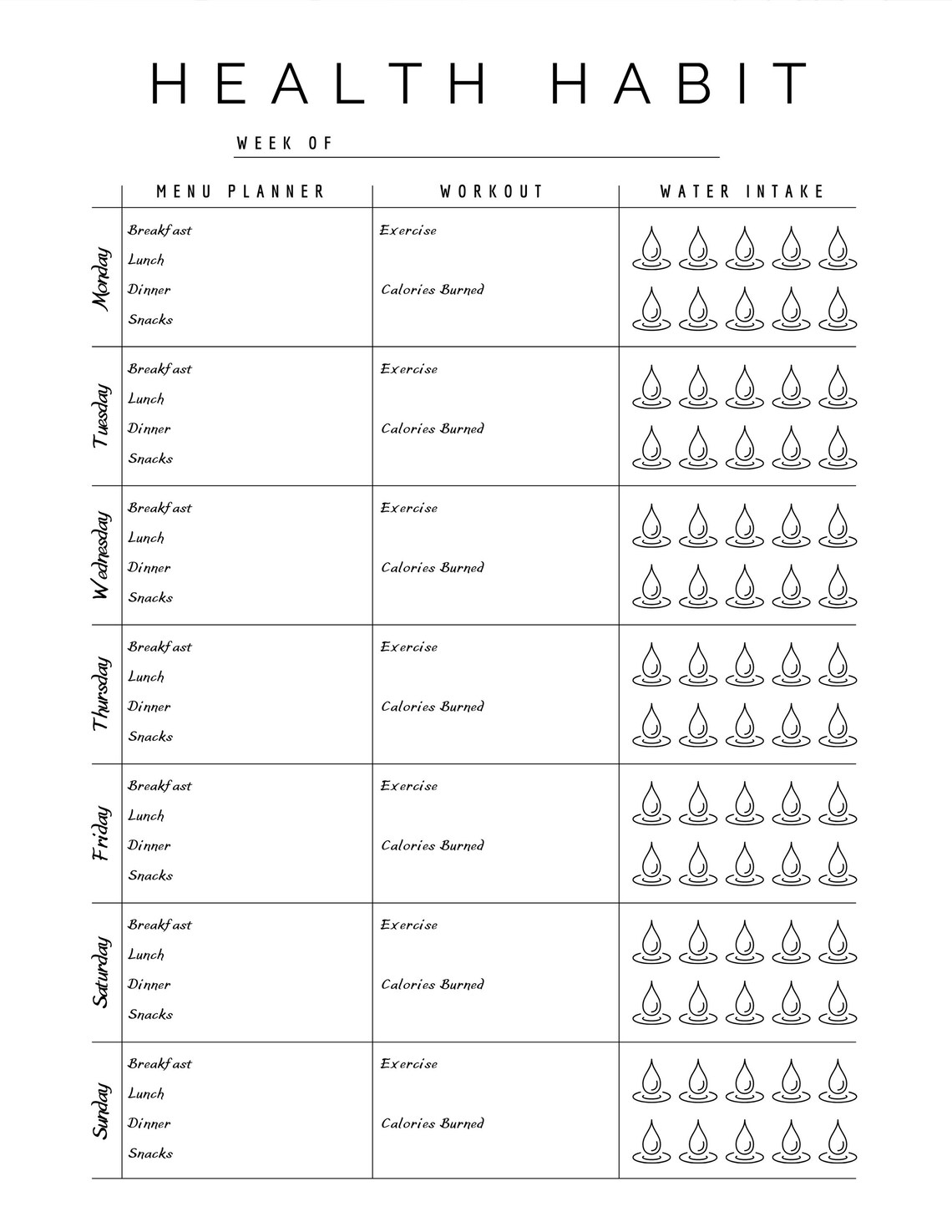 Simple Weight Tracker Printable, Weight Log Template, Weight Loss ...
