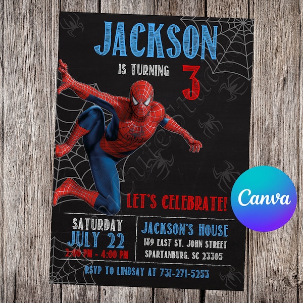 Spiderman Invitation - Etsy