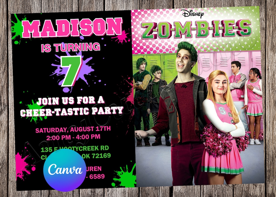 Zombies Invitation Zombies Birthday Zombies Party Zombies Editable ...