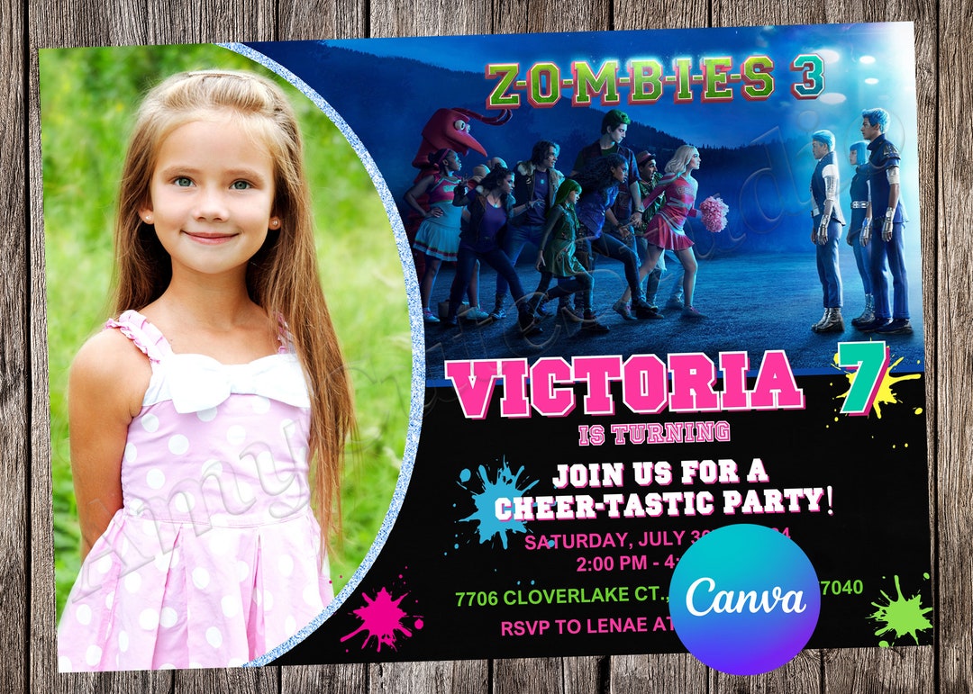 Zombies Invitation Zombies Birthday Zombies Party Zombies Editable ...