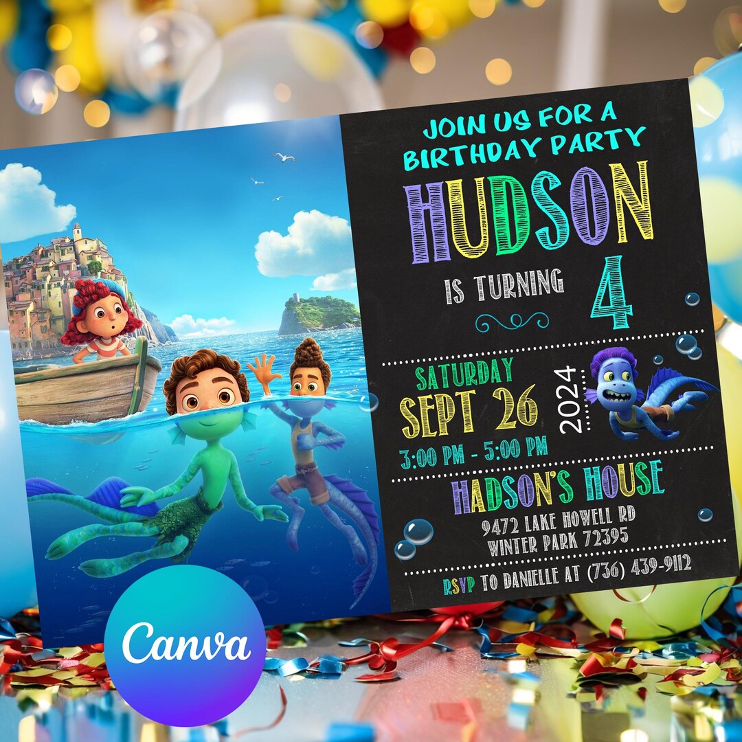 Luca Invitation Luca Birthday Luca Party Luca Editable Invitation Luca ...