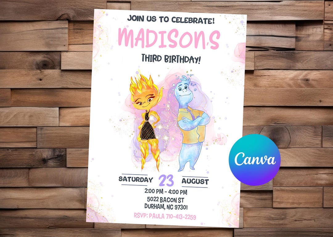 Elemental Invitation Elemental Birthday Elemental Party Elemental Editable Invitation Elemental ...