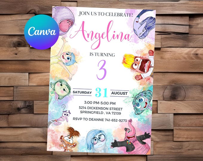 Inside Out Invitation Inside Out Birthday Invitation Inside Out Party ...