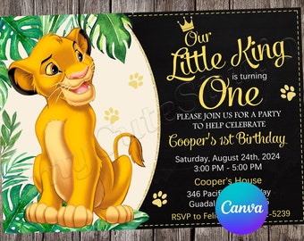 Lion King Invitation Lion King Birthday Party Invitation Lion King ...