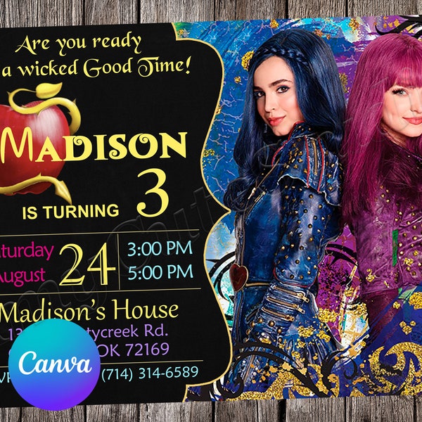 Descendants Birthday Invitation - Etsy