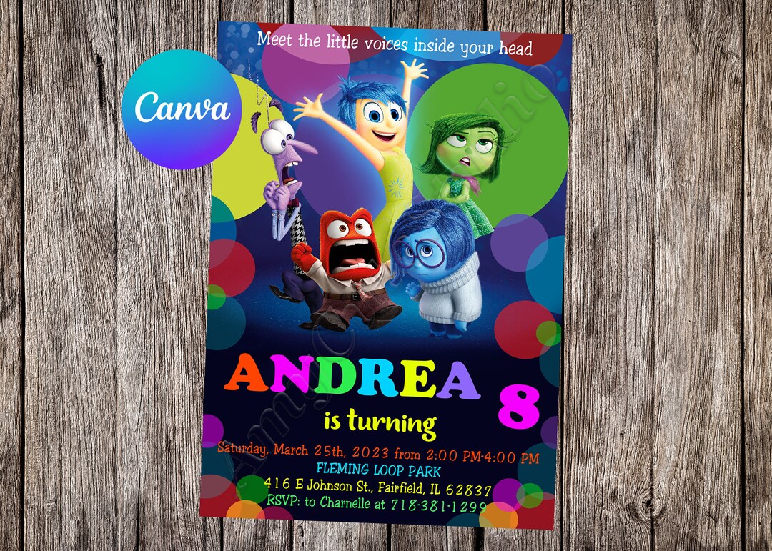 Inside Out Invitation Inside Out Birthday Inside Out Party Inside Out ...