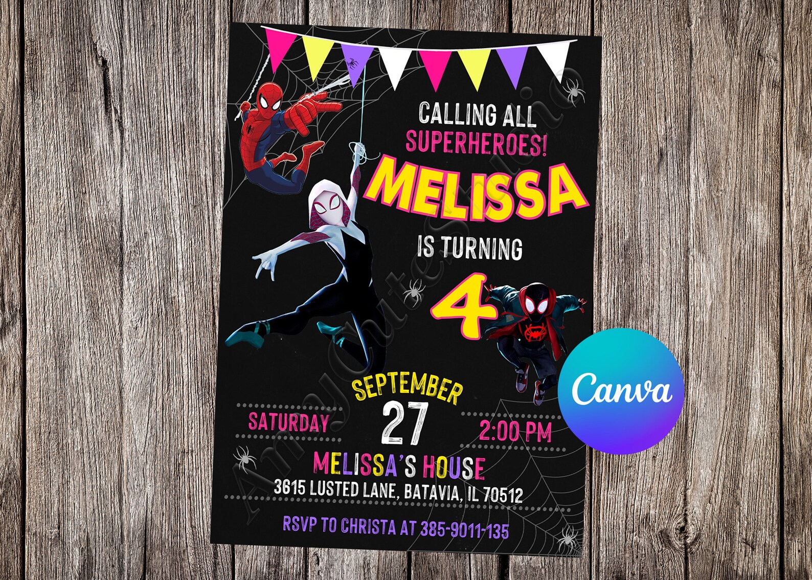 Spider Verse Invitation Spiderman Invitation Spider Verse Birthday ...