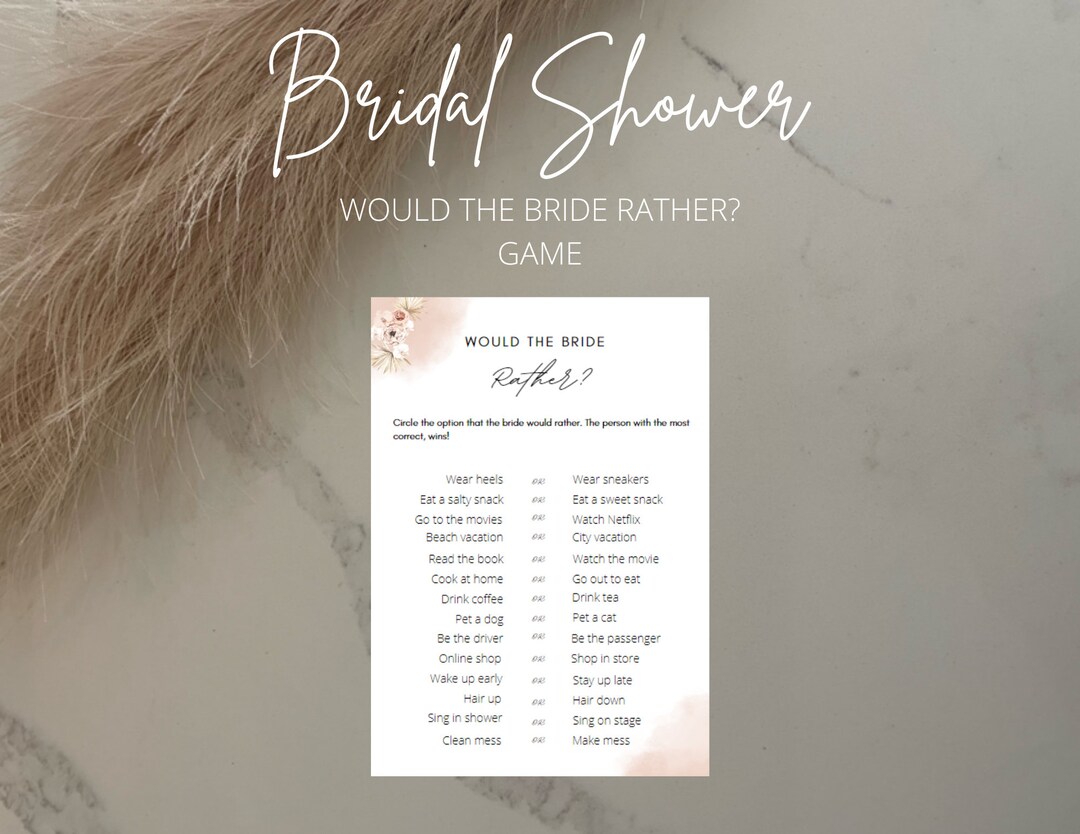 Bridal Shower Game, Would the Bride Rather?, Instant Download - Etsy