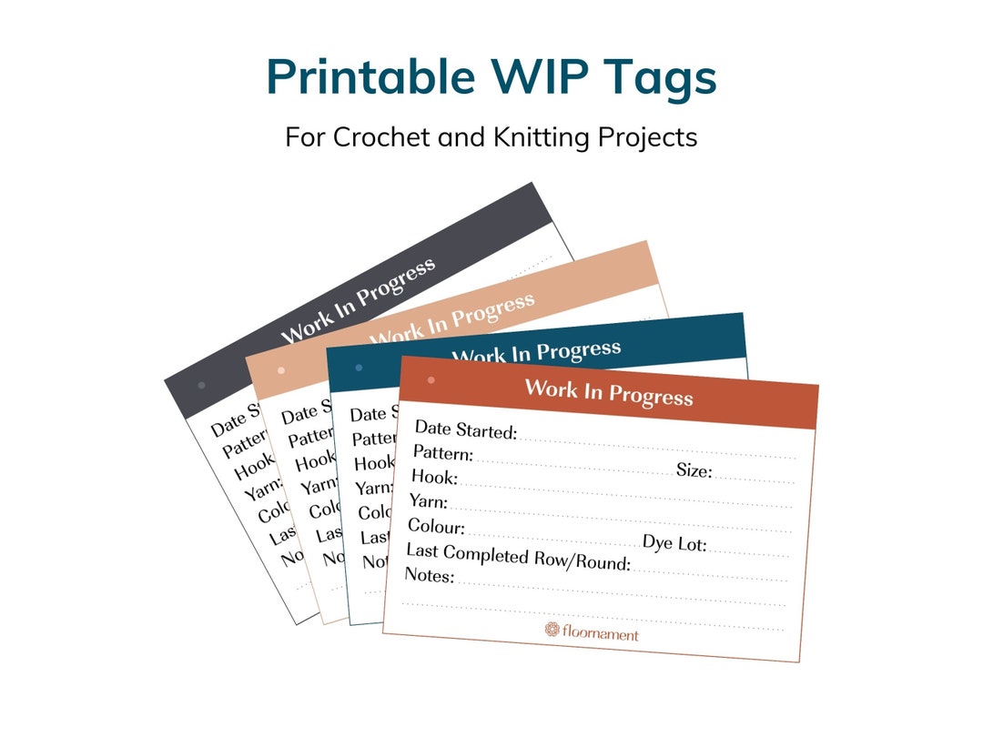 Printable WIP Tag Label Crochet WIP Tag for Work in Progress Crochet ...