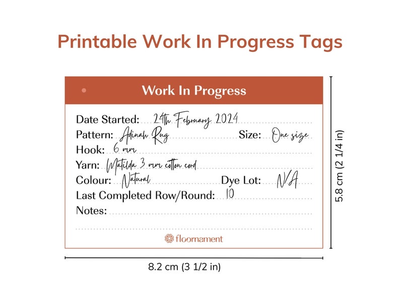 Printable WIP Tag Label Crochet WIP Tag for Work in Progress Crochet ...