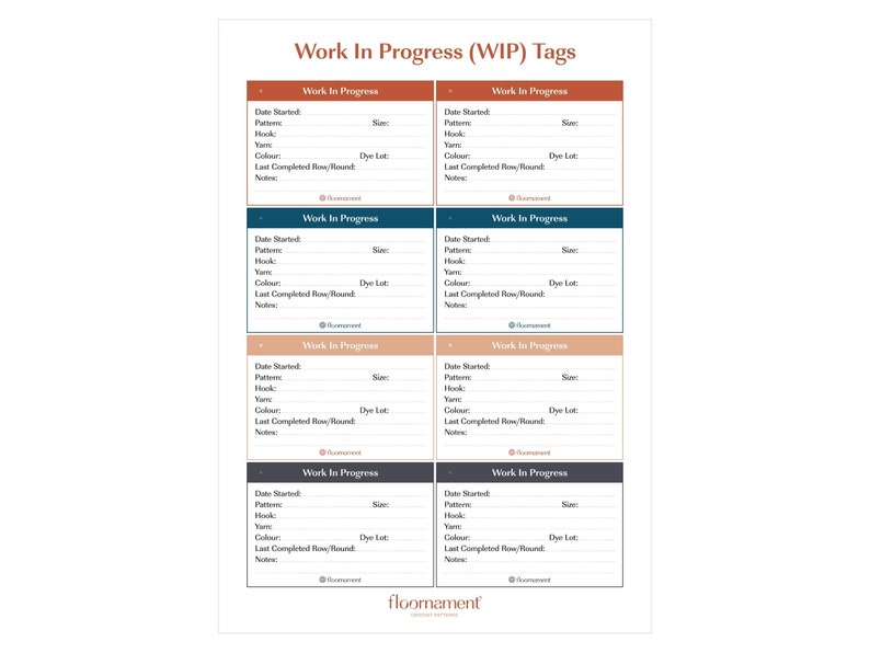 Printable WIP Tag Label Crochet WIP Tag for Work in Progress Crochet ...
