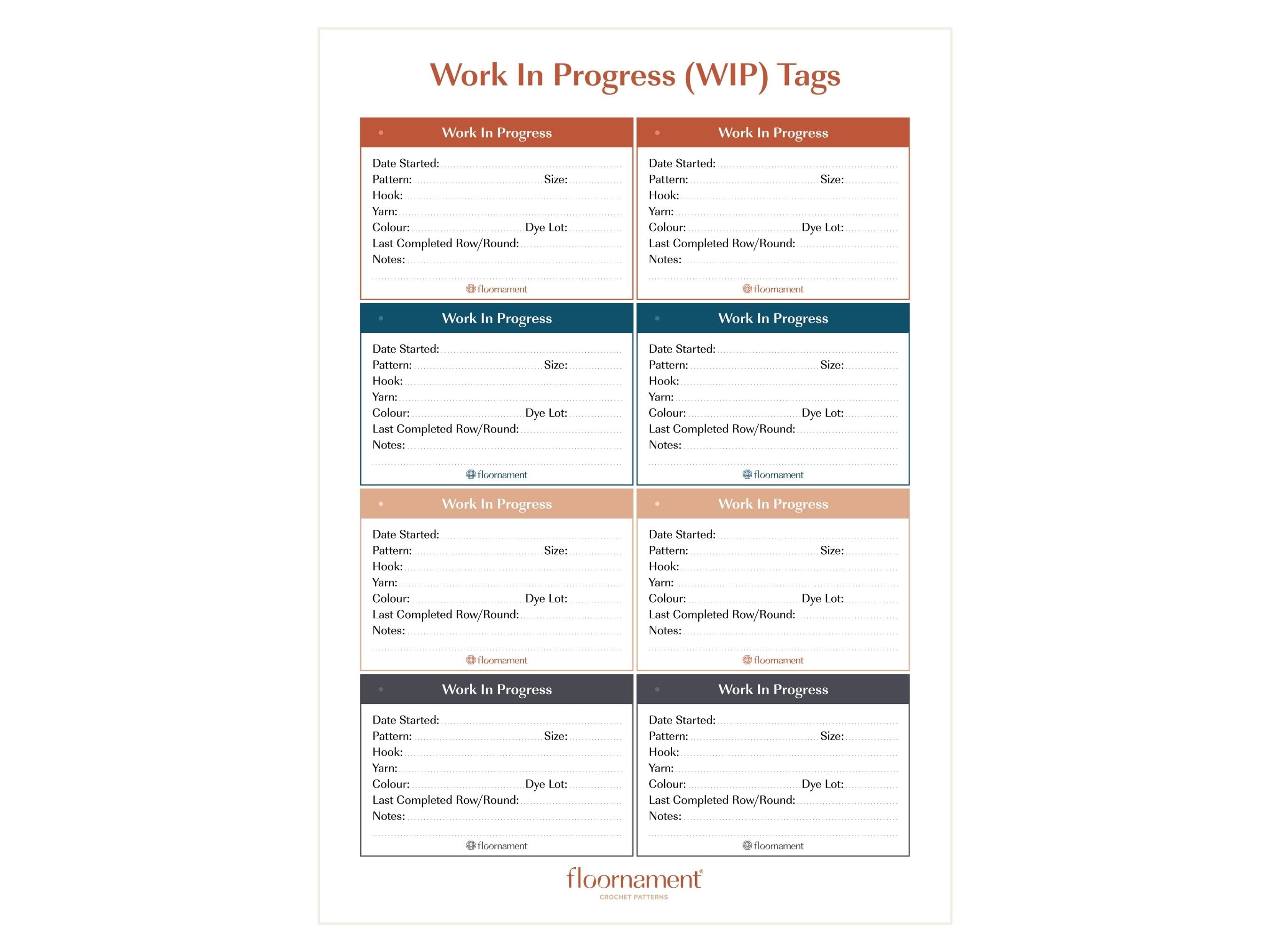 Printable WIP Tag Label Crochet WIP Tag for Work in Progress Crochet and Knitting Projects - Etsy