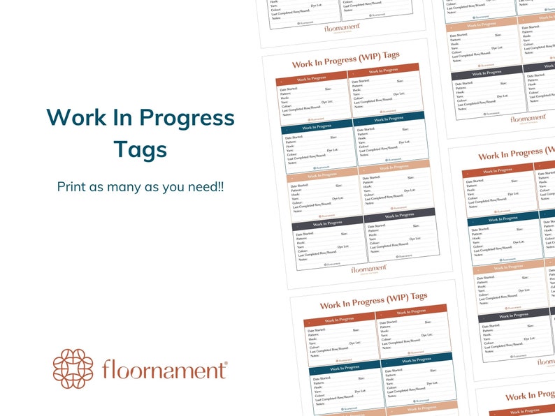 Printable WIP Tag Label Crochet WIP Tag for Work in Progress Crochet ...