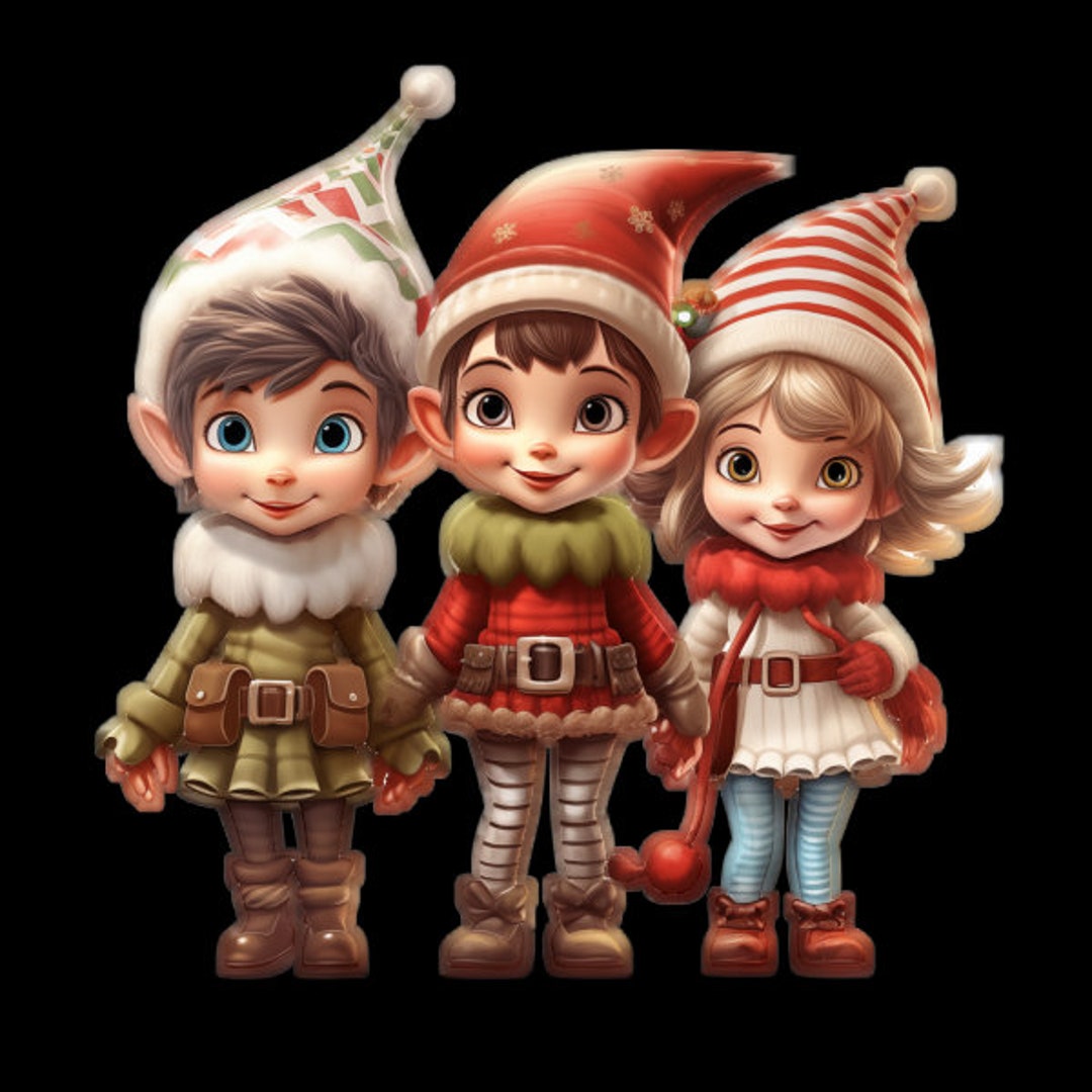 Christmas Elves and Reindeer Clip Art, 5 Digital Files, Instant ...