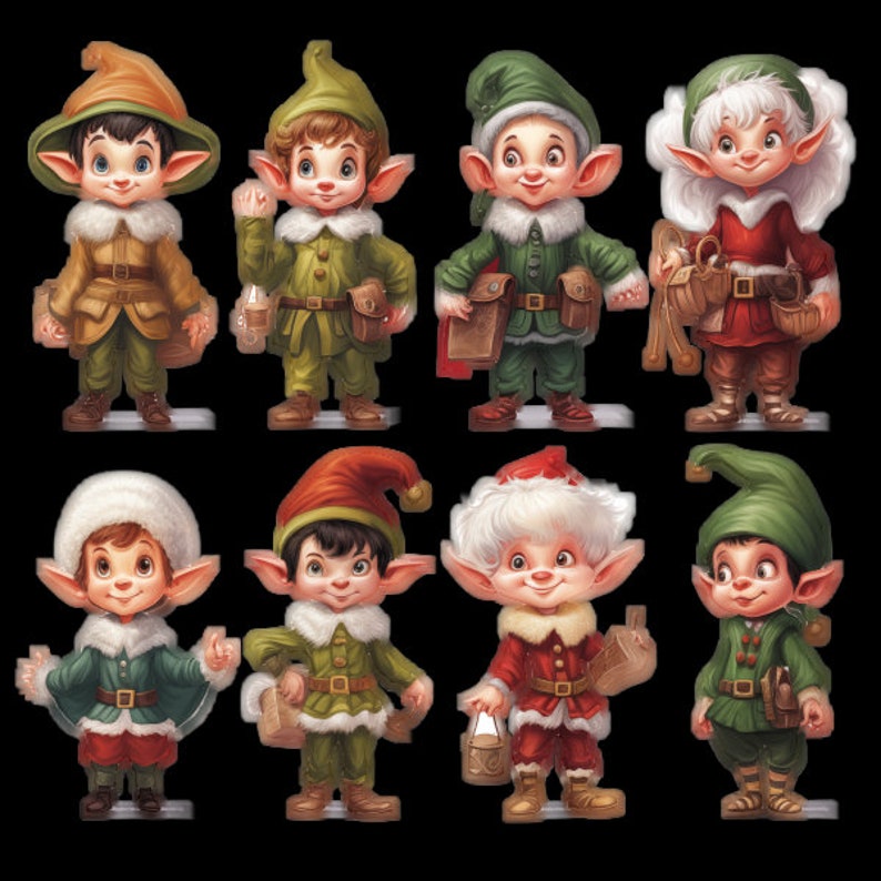 Christmas Elves and Reindeer Clip Art, 5 Digital Files, Instant ...