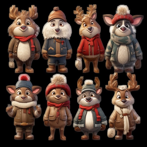 Christmas Elves and Reindeer Clip Art, 5 Digital Files, Instant ...