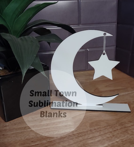 Sublimation Blank Moon and Star With Base. Sublimate Sky New - Etsy