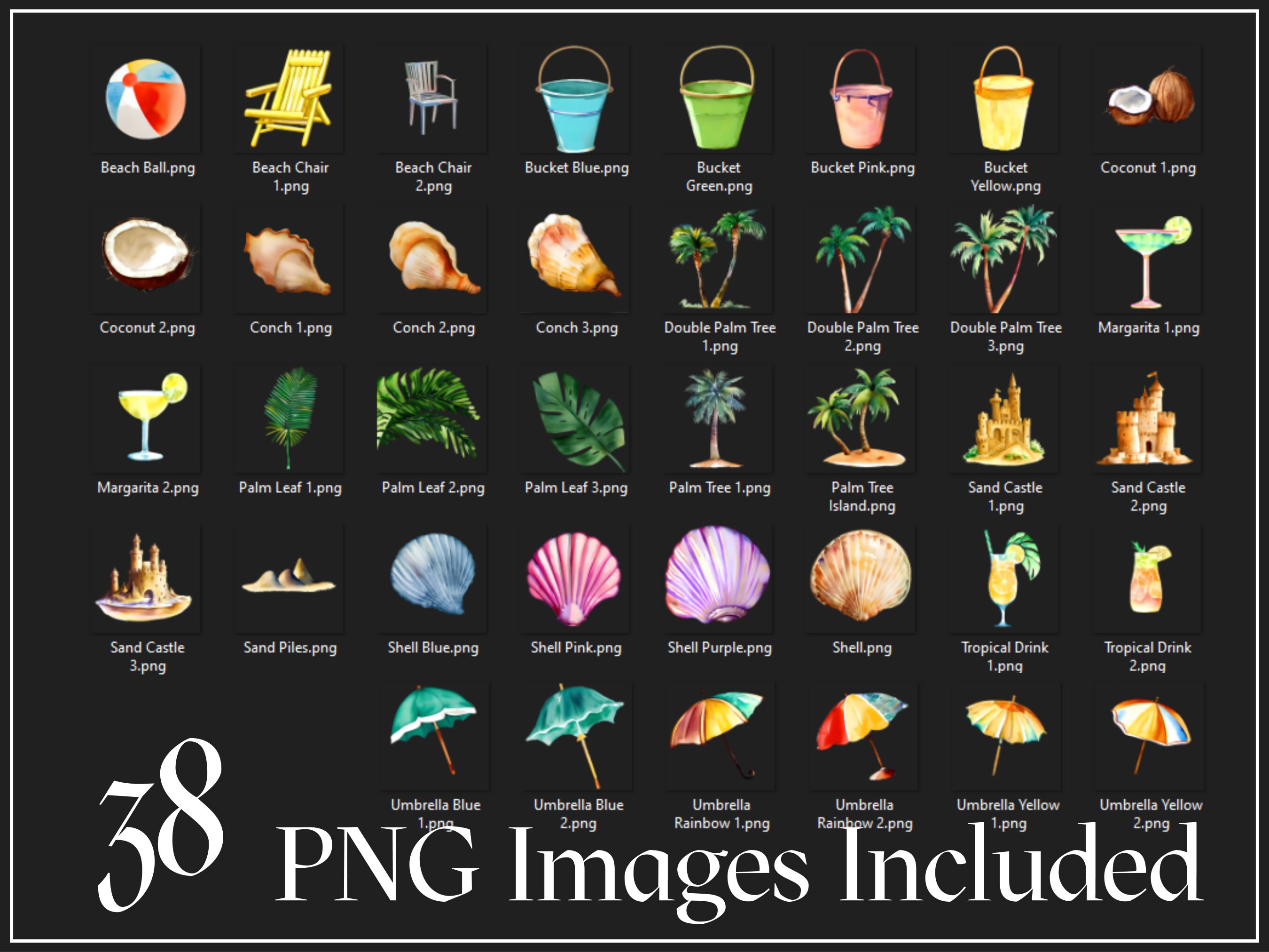 Watercolor Beach. Summer, Vacation Clipart Images for Commercial Use ...