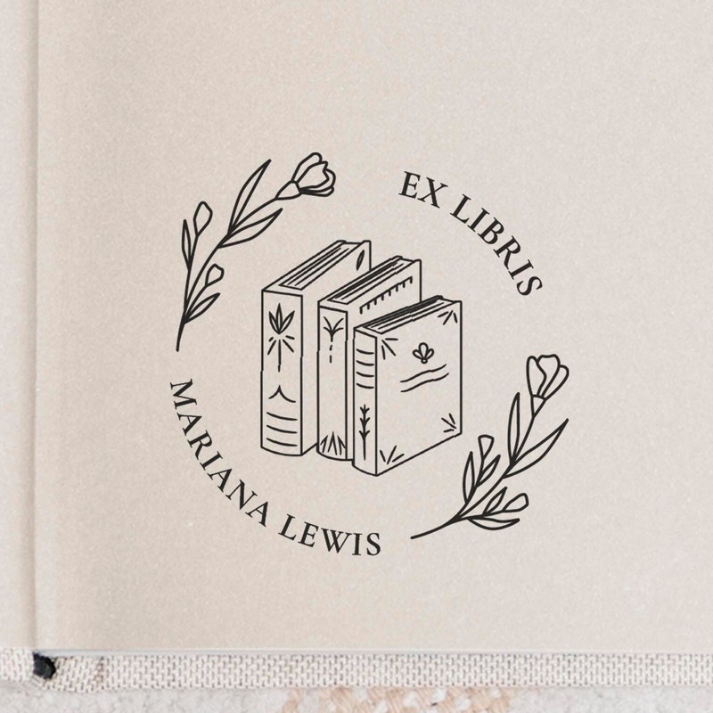 Stack of Books Stamp - Etsy