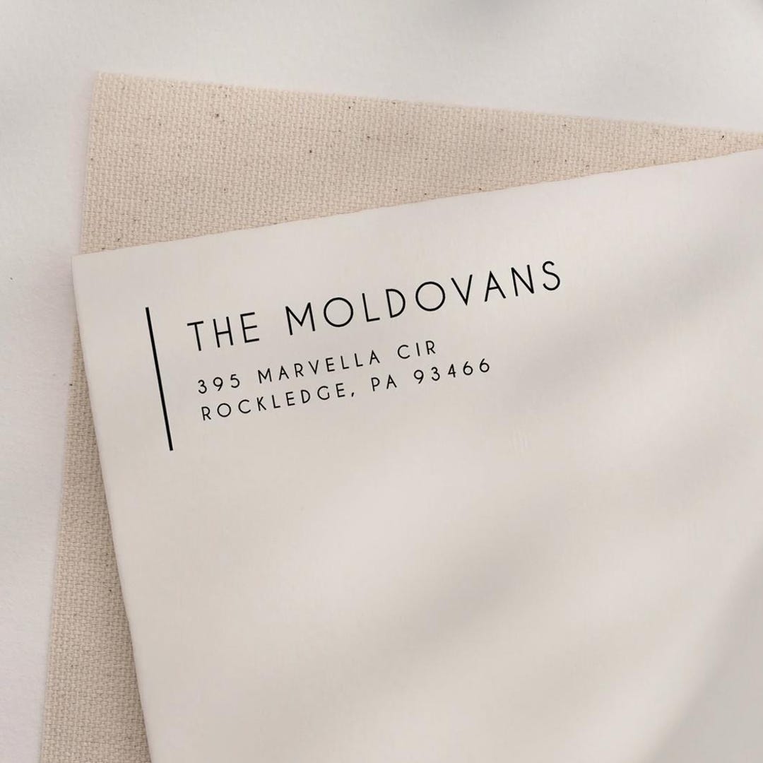 Custom Wedding Stamp, Modern Return Address Stamp, Minimalist Save the ...