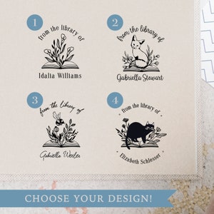 Personalized Cat Library Stamp | Ex Libris Book Embosser - Etsy