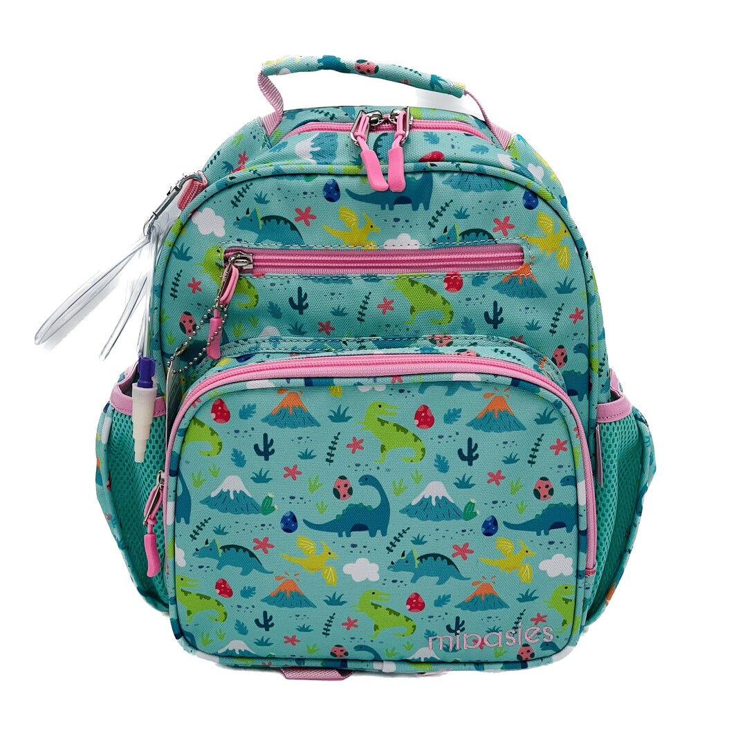 Small Feeding Tube Backpack Teal and Pink Dinosaurs for - Etsy